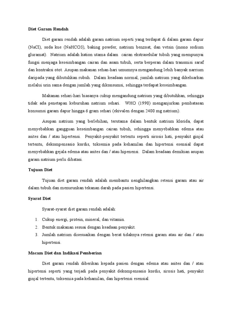 Diet Garam Rendah | PDF
