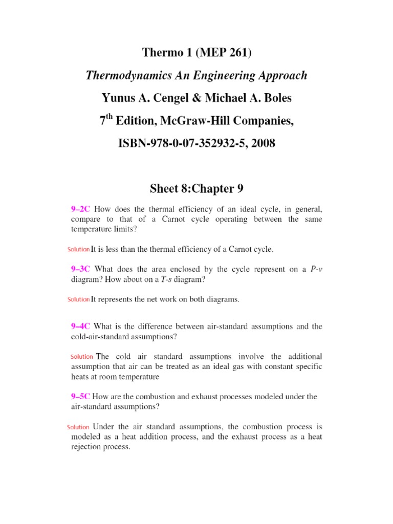 Thermo 1 (MEP 261) Thermodynamics An Engineering Approach 1 | PDF