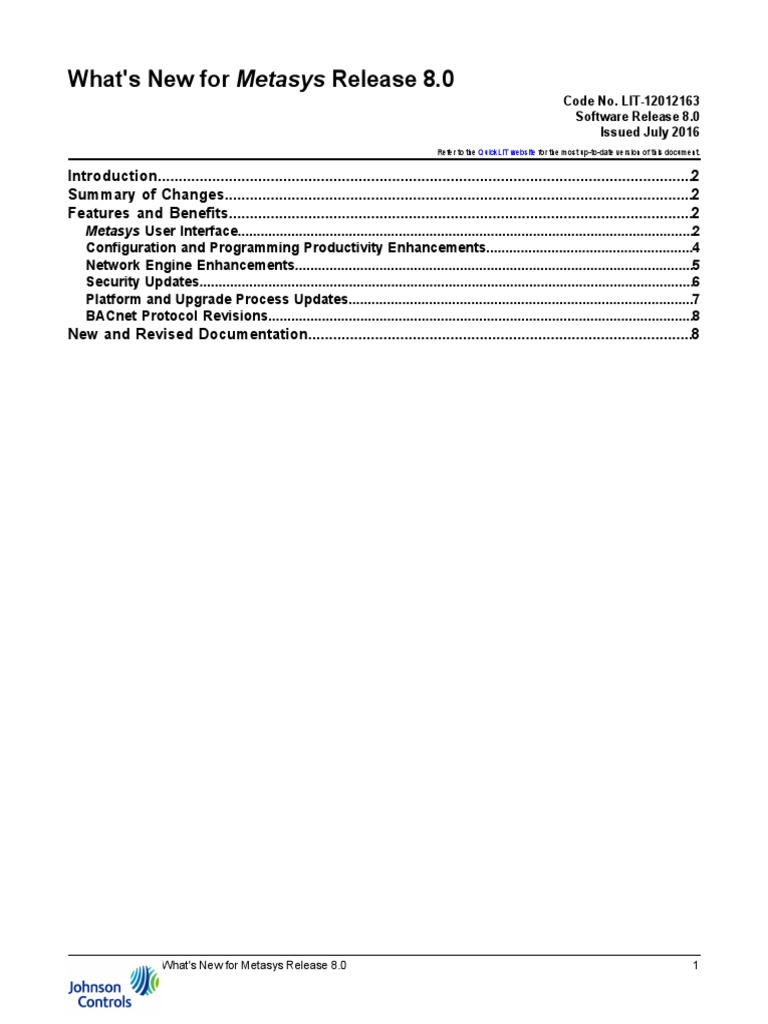 What's New For Metasys Release 8.0 | PDF | User Interface | Radius