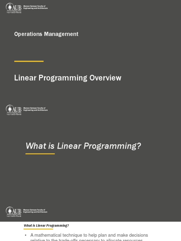 Linear Programming Overview | PDF | Linear Programming | Scheduling (Production Processes)