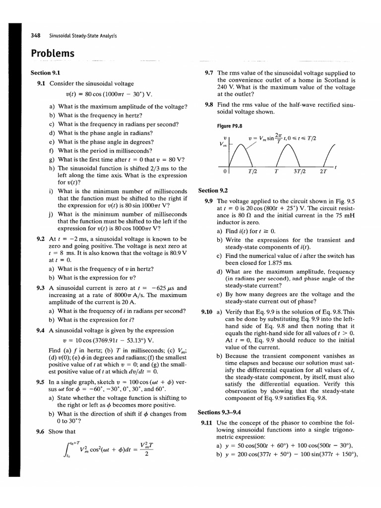 Sinusoidal Steady State Analysis Problems Pdf