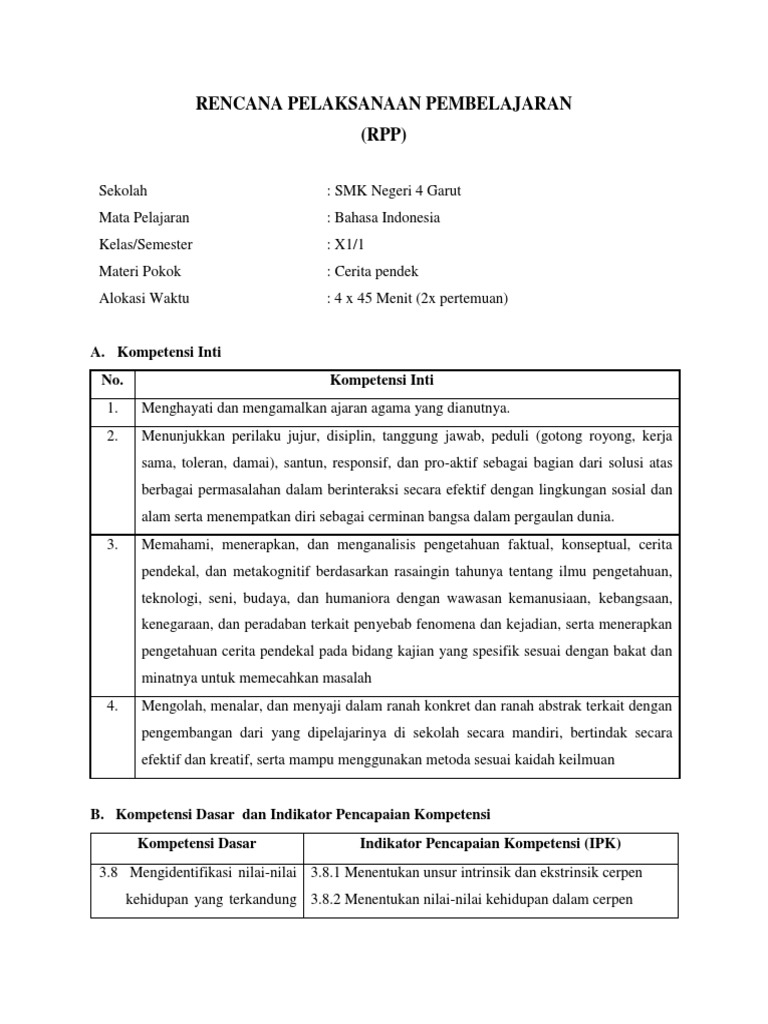 Contoh RPP | PDF | Kajian Bahasa Asing | Fiksi Umum