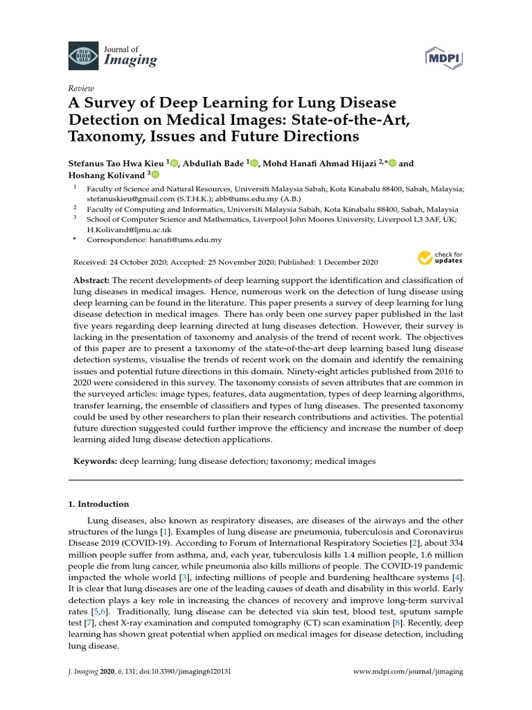 A Survey of Deep Learning For Lung Disease Detection On Medical Images ...