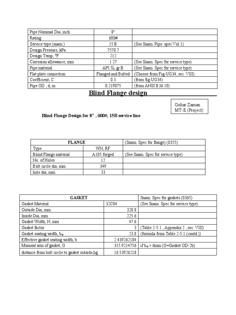 Blind Flange Design | PDF | Pipe (Fluid Conveyance) | Plumbing
