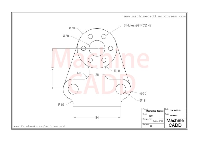 Cadd Machine: Ø70 6 Holes Ø8, PCD 47 | PDF