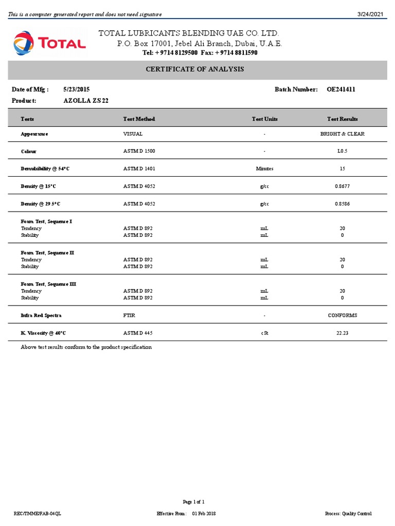 Mir 099-21 Total Azolla ZS 22 HT# Oe241411, Ti238231 | PDF | Chemistry ...