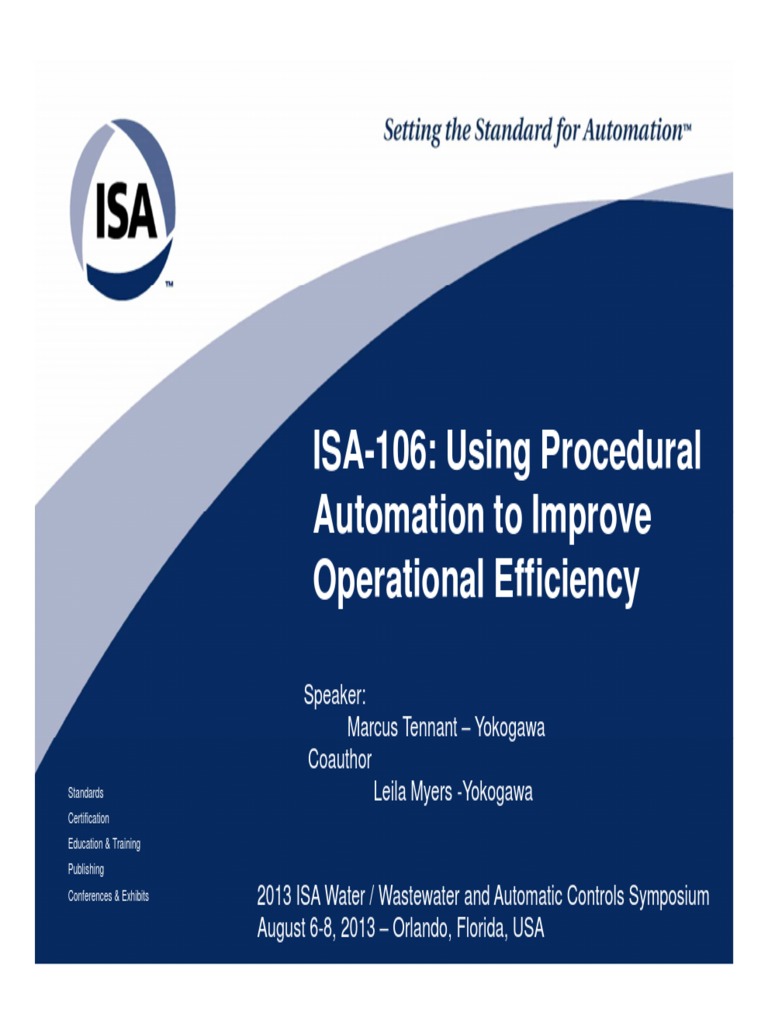 ISA-106 Overview: Enhancing Procedural Automation | PDF | Sewage ...