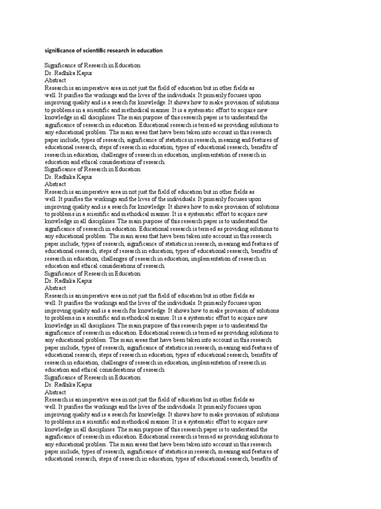 Significance of Scientific Research | PDF | Experiment | Science