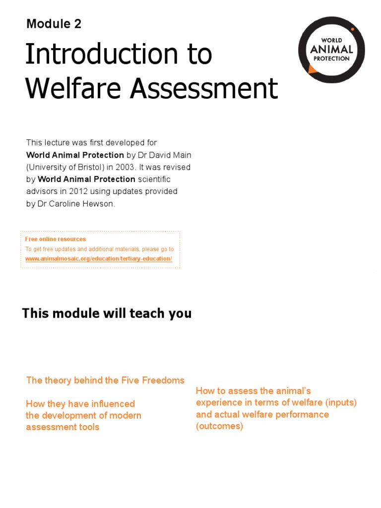 Introduction To Welfare Assessment | PDF | Animal Welfare | Emotions