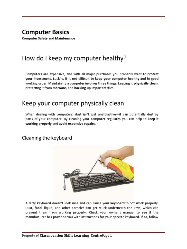 Computer Basics: How Do I Keep My Computer Healthy? | Download Free PDF ...