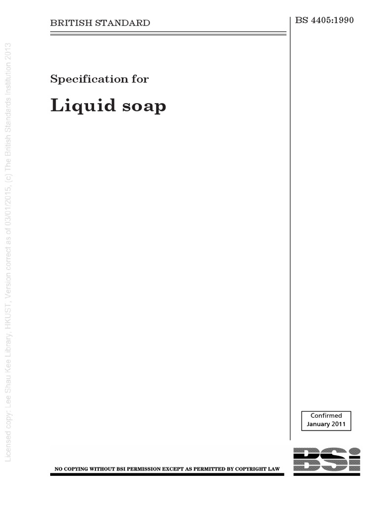 (BS 4405 - 1990) - Specification For Liquid Soap. | PDF | Specification ...