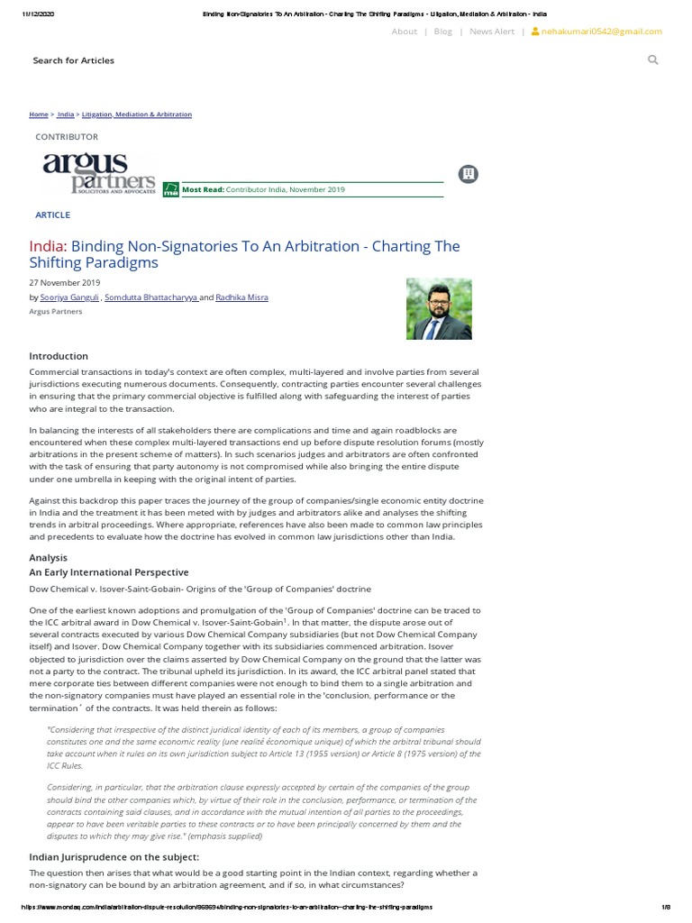 Binding Non-Signatories To An Arbitration - Charting The Shifting Paradigms - Litigation ...