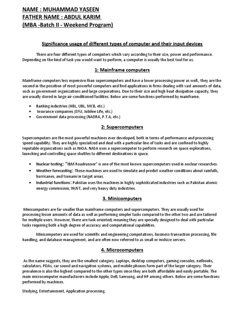 Computer | PDF | Mainframe Computer | Microcomputers