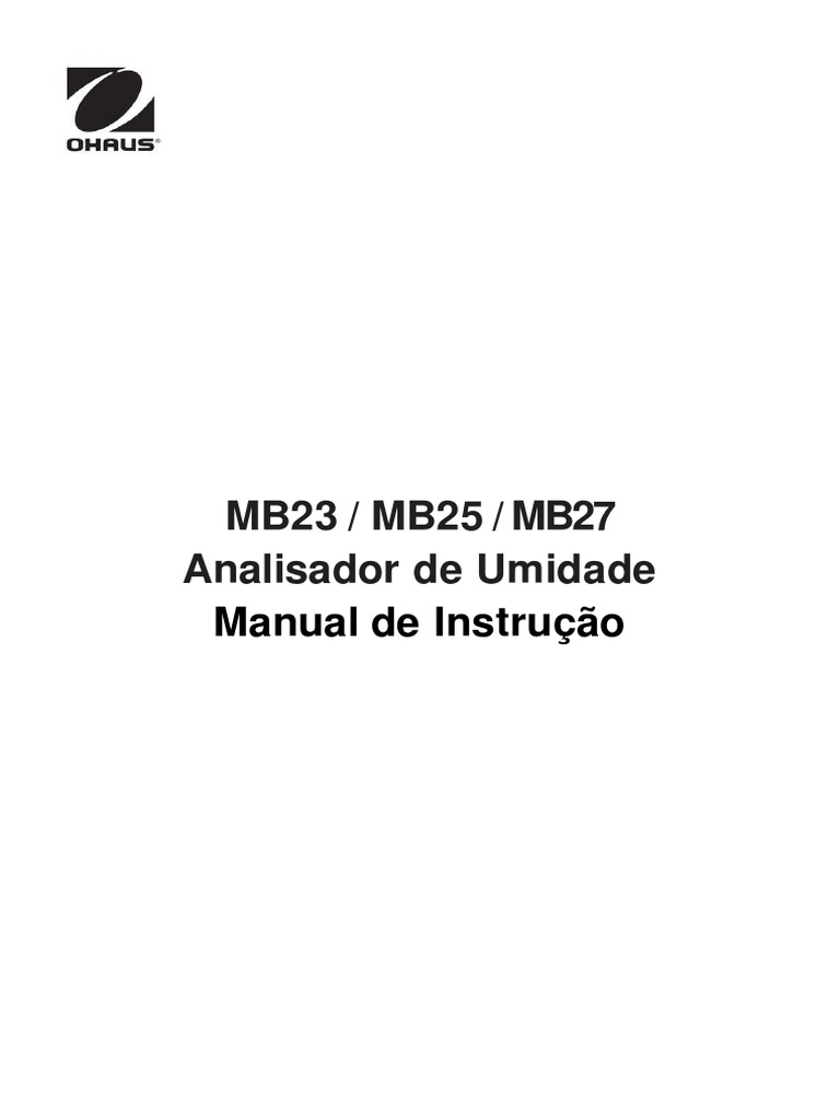 OHAUS - MB23 - MB25 - MB27 - Analisador de Umidade | PDF | Umidade | Temperatura