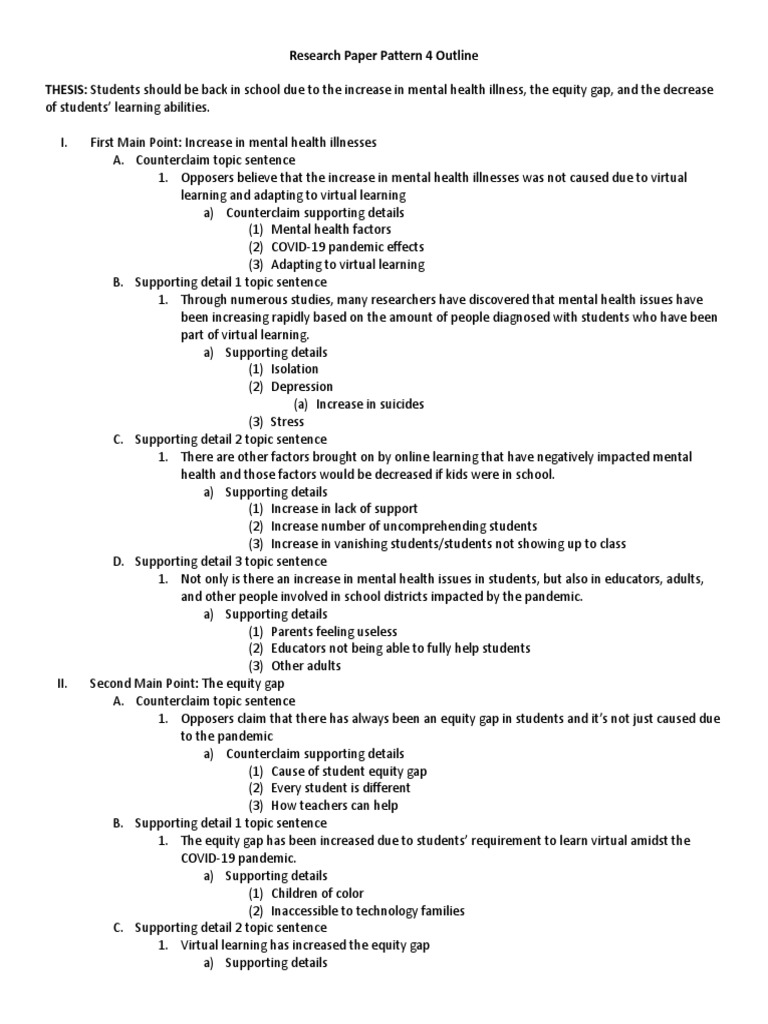 Research Paper Outline | PDF | Mental Health | Mental Disorder