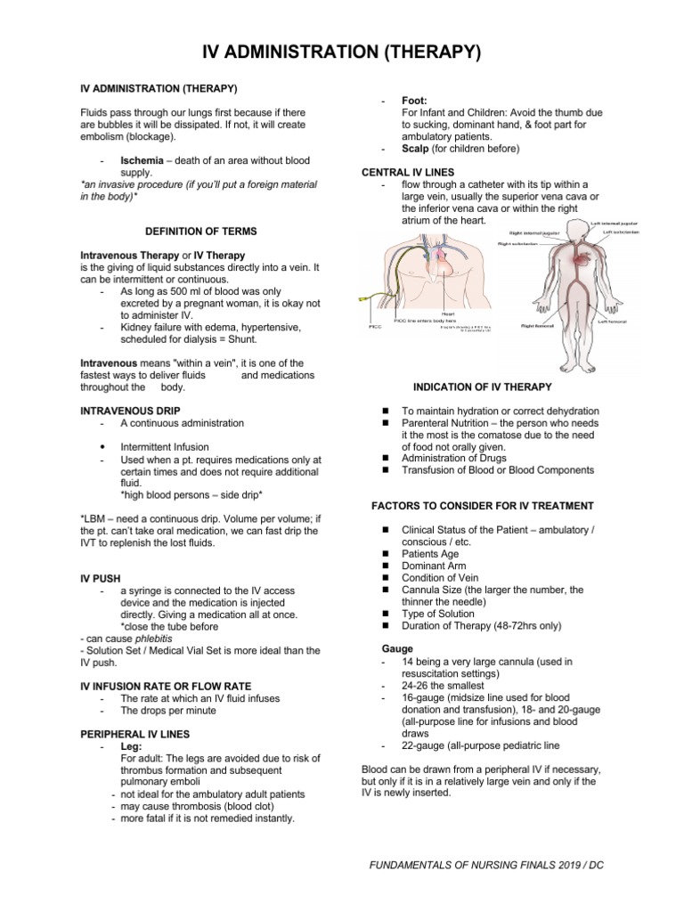 Iv Administration | PDF | Intravenous Therapy | Angiology