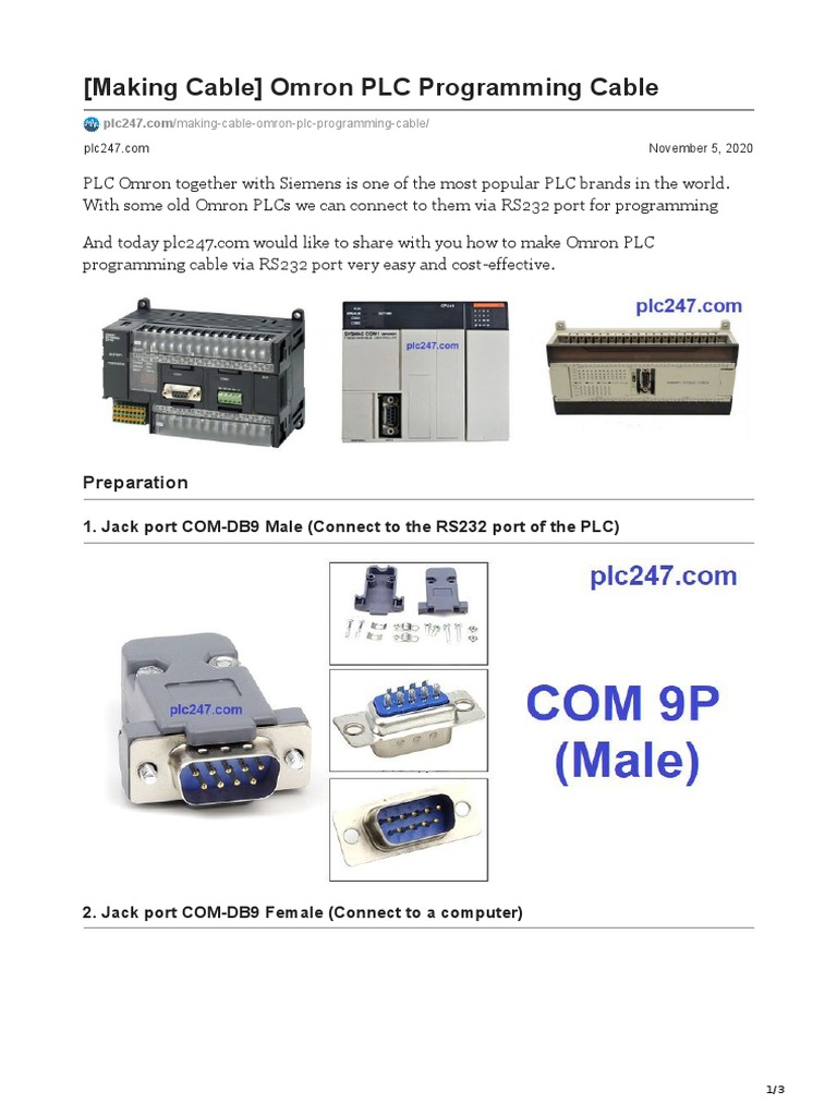 Making Cable Omron PLC Programming Cable | PDF