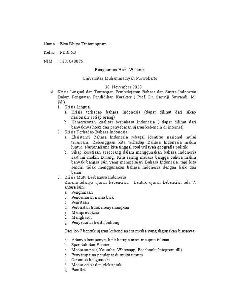 Rangkuman Webinar (1801040076) | PDF