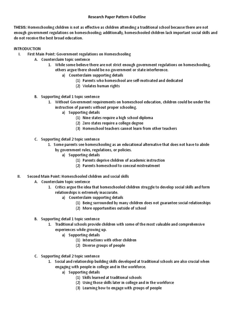 Research Paper Pattern 4 Outline | PDF | Homeschooling | Curriculum