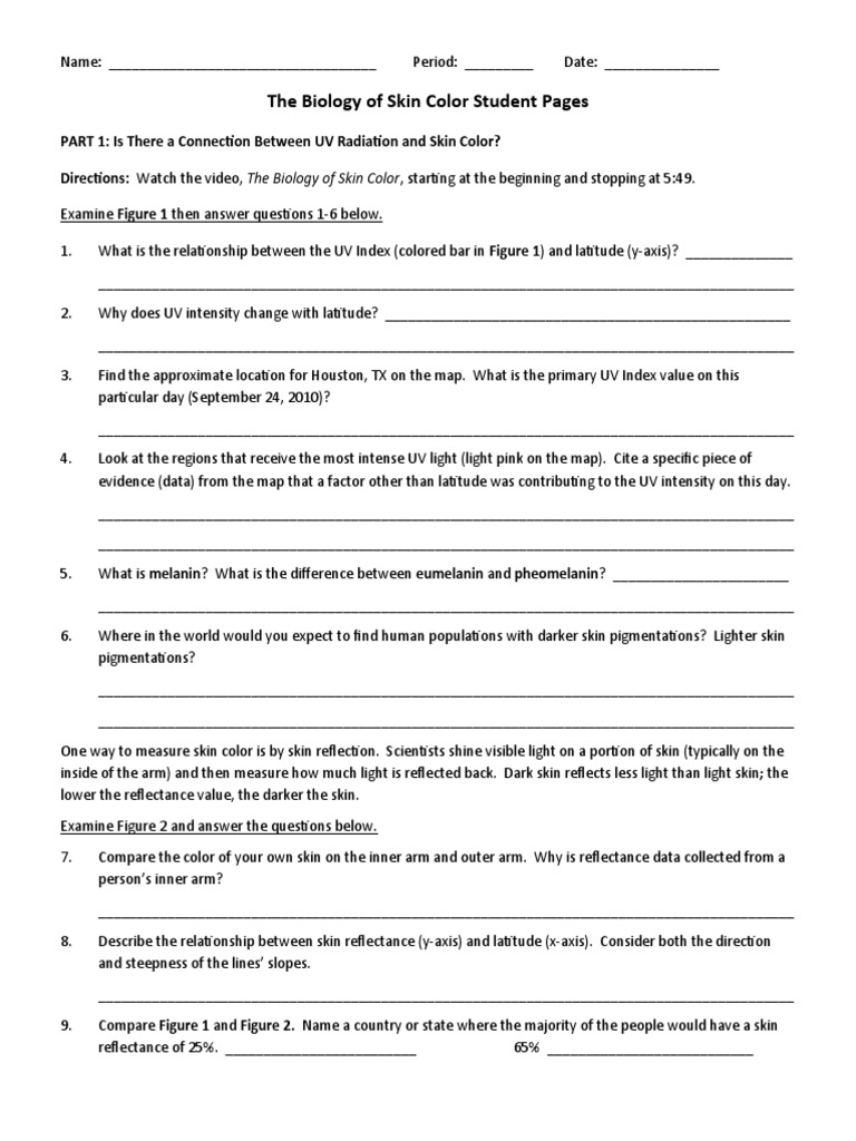 The Biology of Skin Color Student Pages | PDF | Human Skin Color | Skin