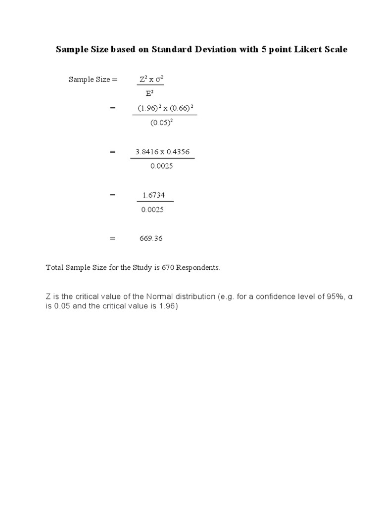Sample Size Calculation for Likert Scale | PDF | Teaching Methods ...