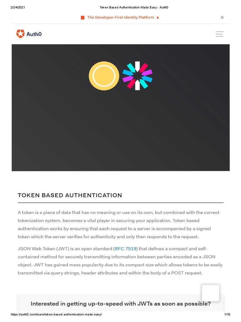 Token Based Authentication Made Easy - Auth0 | PDF | Software | Computer Science