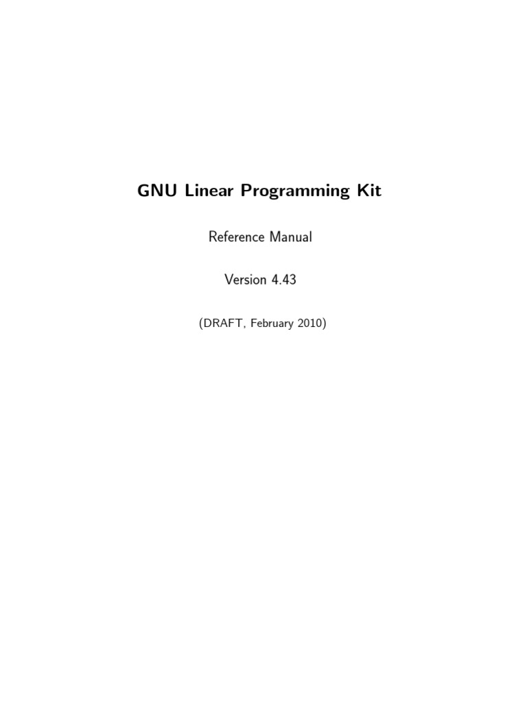 GNU Linear Programming Kit: Reference Manual | PDF | Library (Computing) | Linear Programming