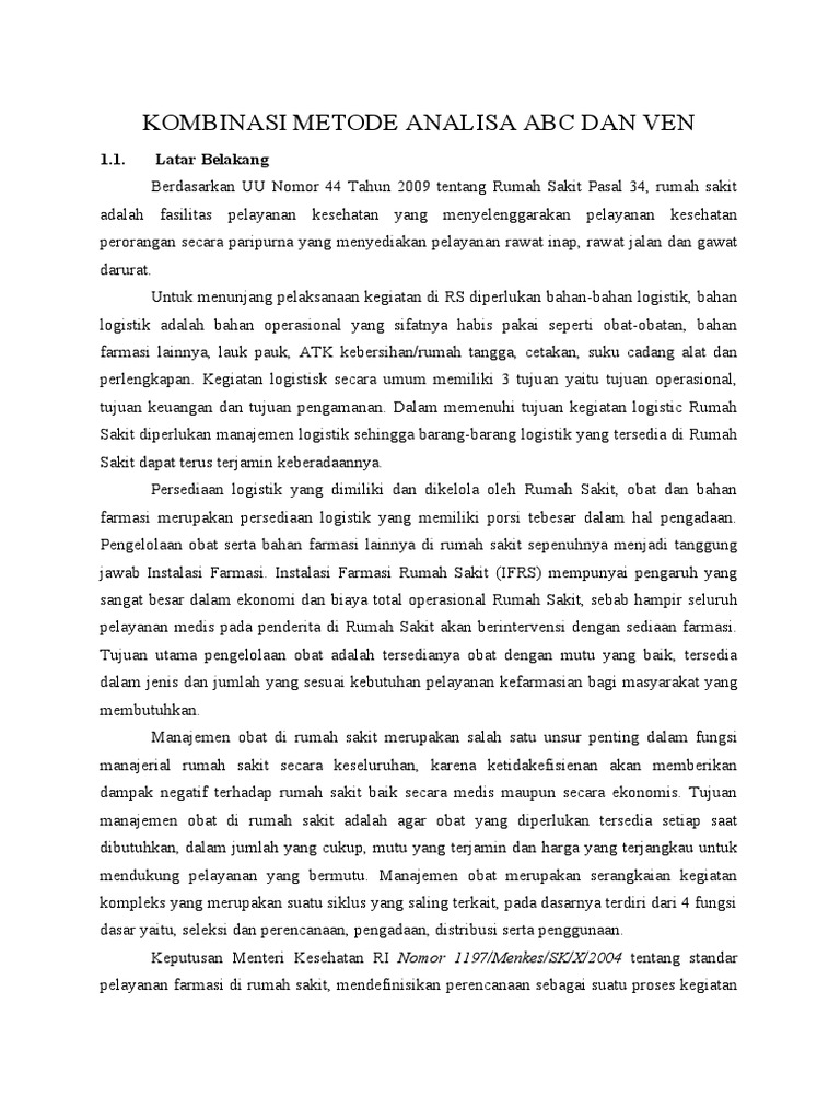 Kombinasi Metode Analisa Abc Dan Ven | PDF | Pengembangan Diri | Kesehatan Holistik