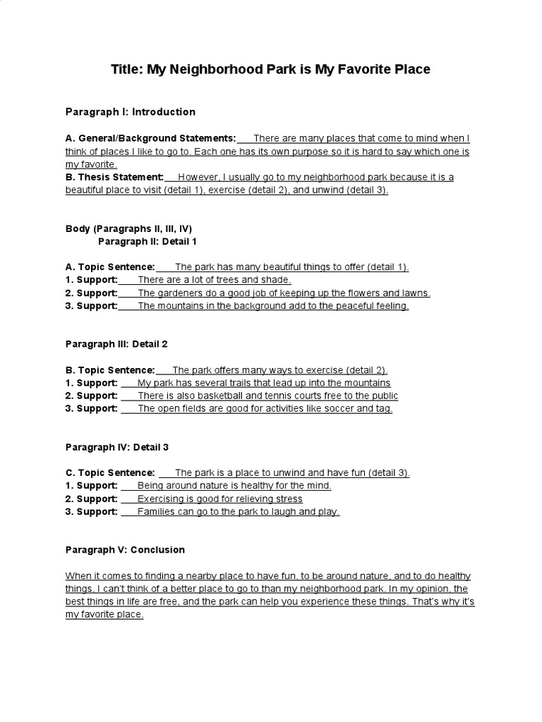 Descriptive Essay Outline Template | PDF
