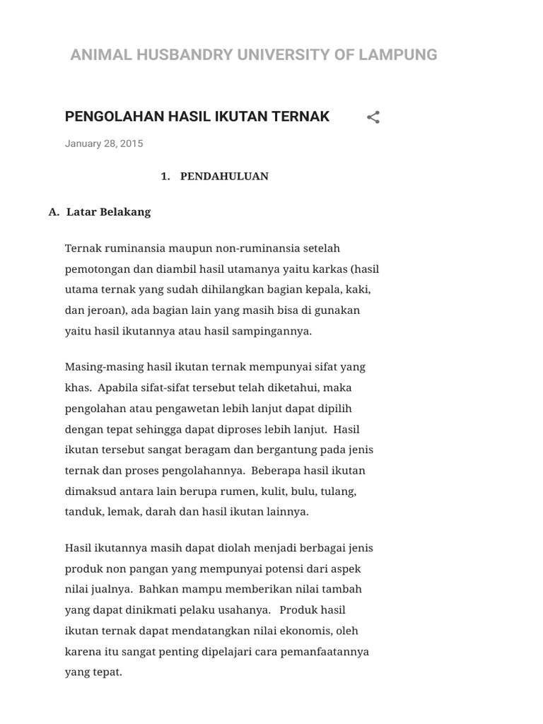 Pengolahan Hasil Ikutan Ternak | PDF | Kesehatan Holistik | Teknologi ...