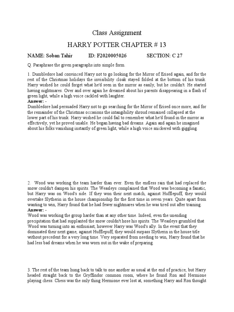 Class Assignment HARRY POTTER | PDF | Fictional Universes | Fantasy ...