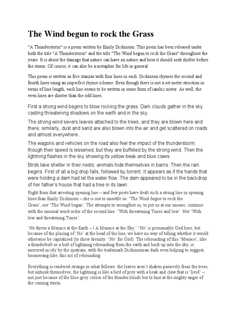 The Wind Begun To Rock The Grass | PDF | Thunderstorm | Sky