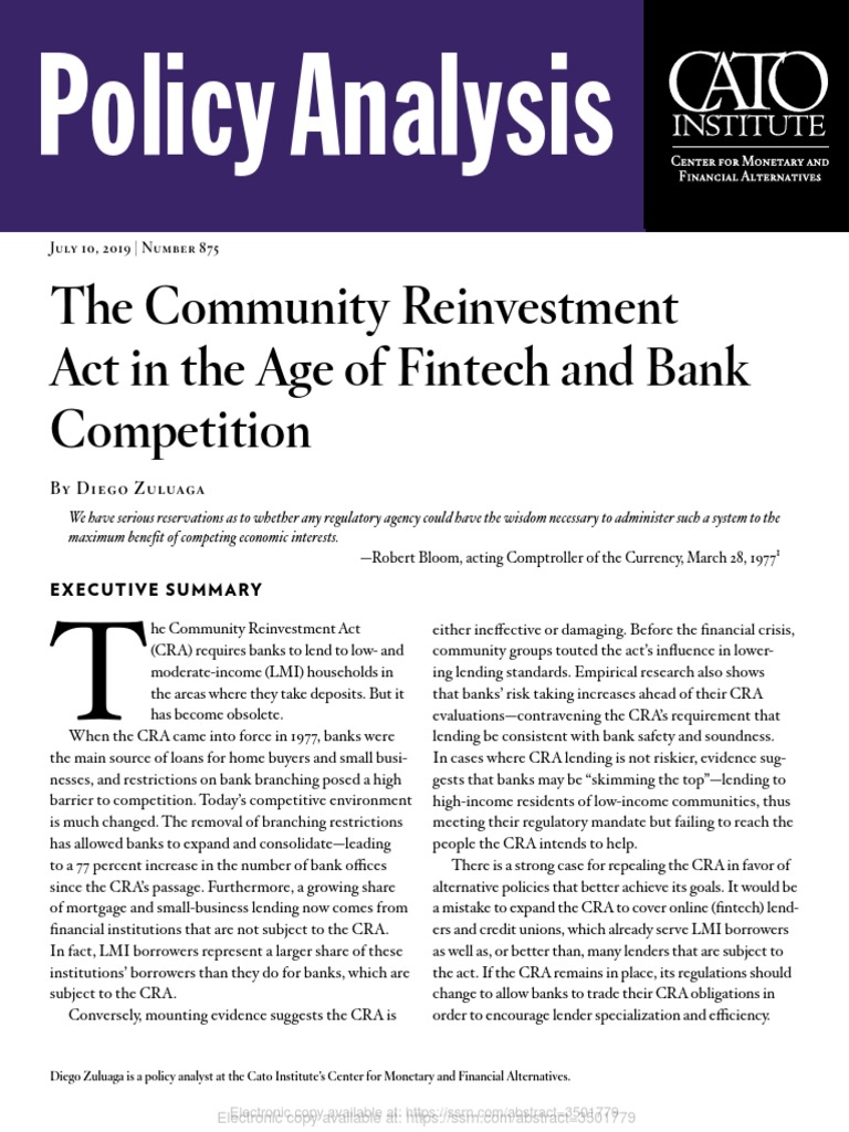 The Community Reinvestment Act in The Age of Fintech and Bank ...