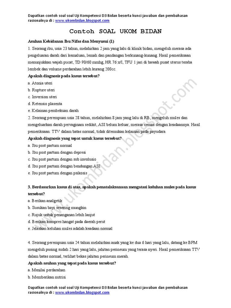 Contoh SOAL UKOM BIDAN | PDF