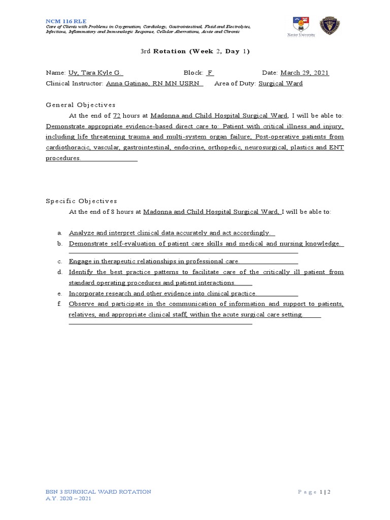 UY w2d1 | PDF | Intensive Care Medicine | Surgery