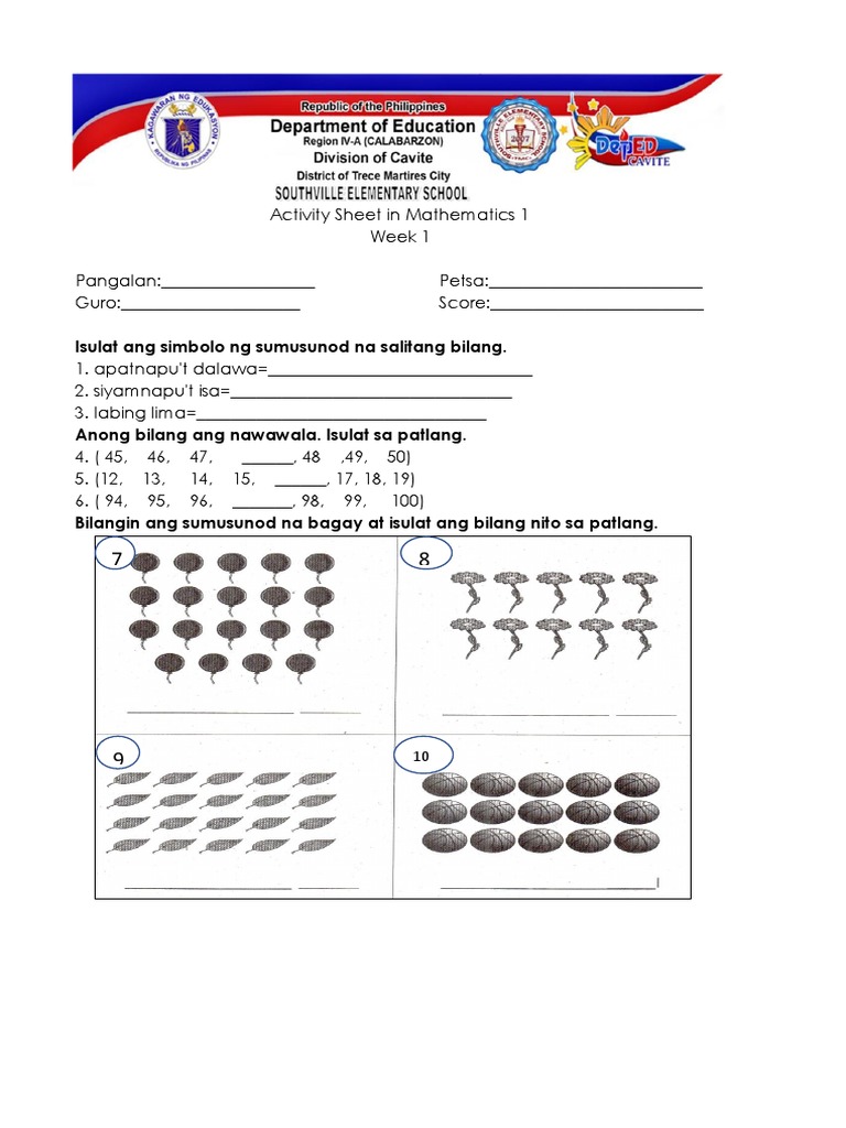 Act 3 in Math Grade 1 | PDF