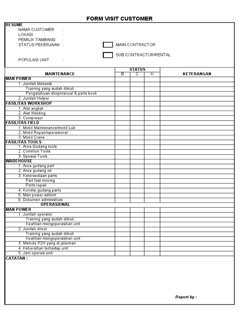 Formulir Kunjungan Pelanggan | PDF | Teknologi & Rekayasa