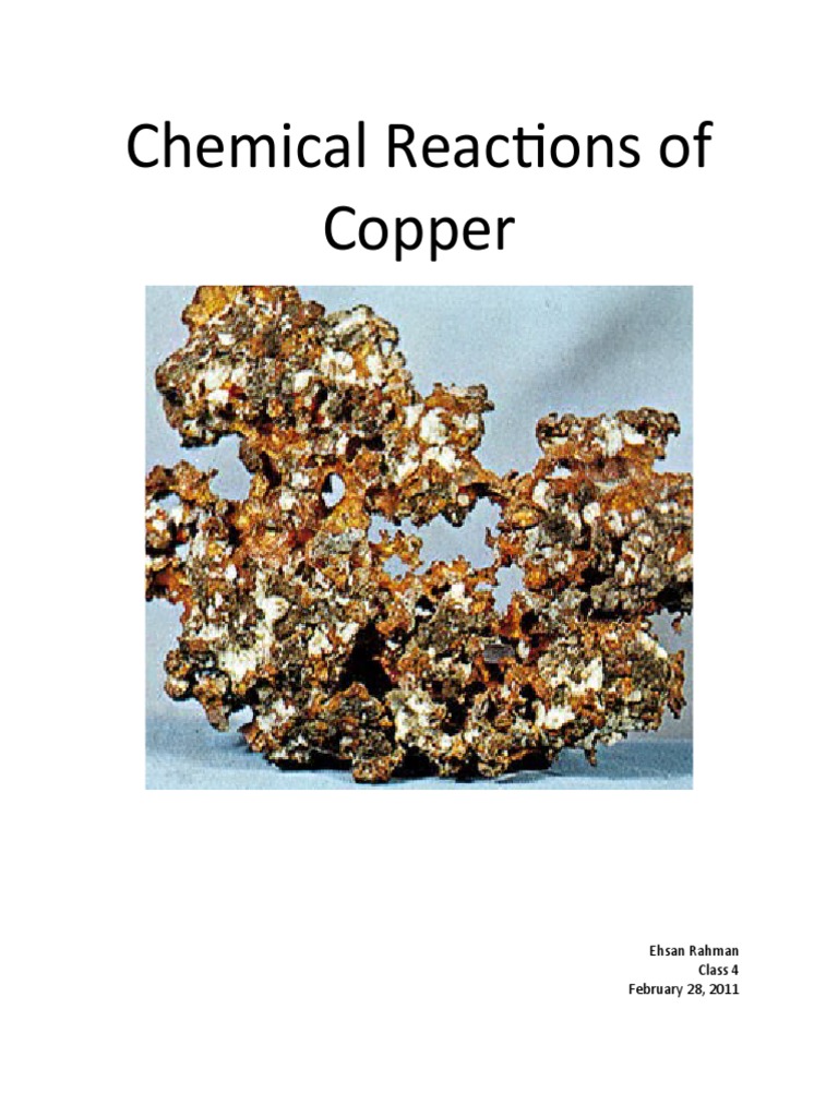 Copper Chemical Reactions Lab Analysis | PDF | Precipitation (Chemistry ...