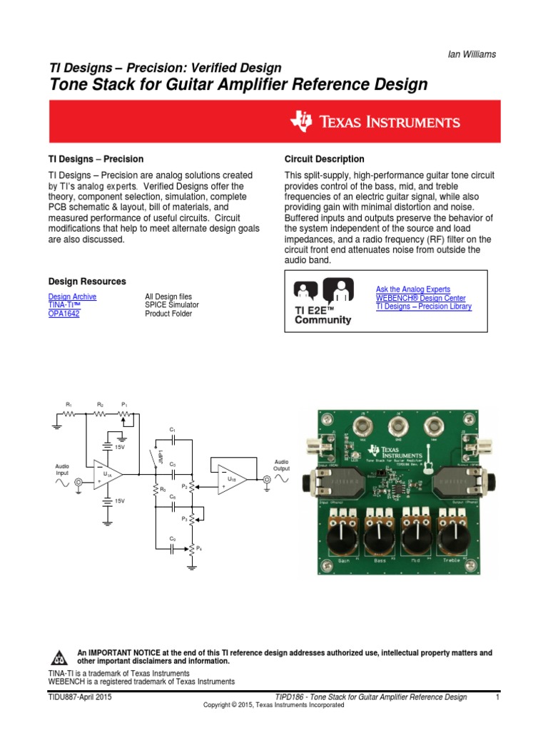 Tone Stack Reference Design | PDF | Resistor | Amplifier