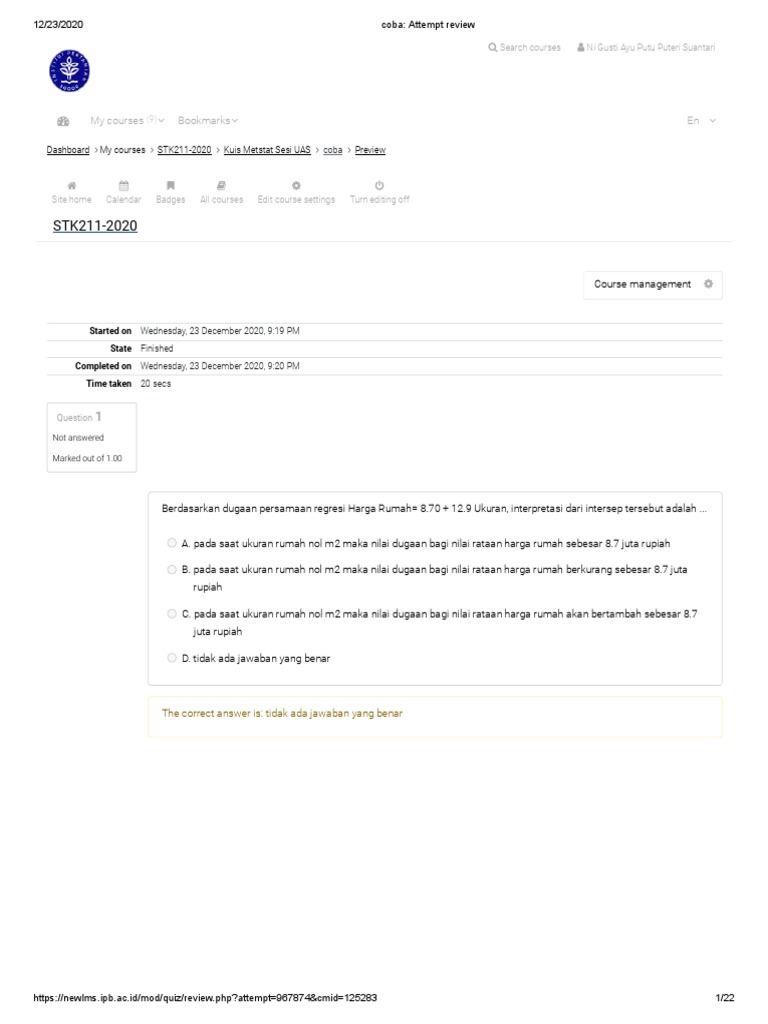 Kuis 3 - Analisis Regresi Dan Korelasi | PDF