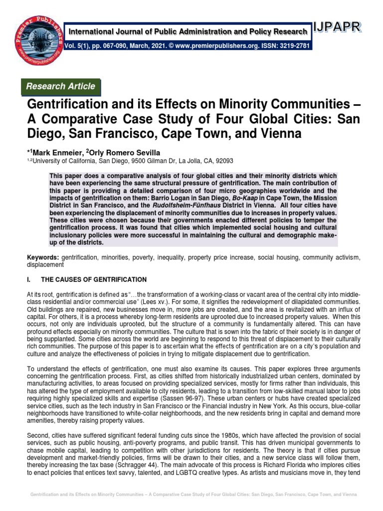 Gentrification and Its Effects On Minority Communities - A Comparative ...