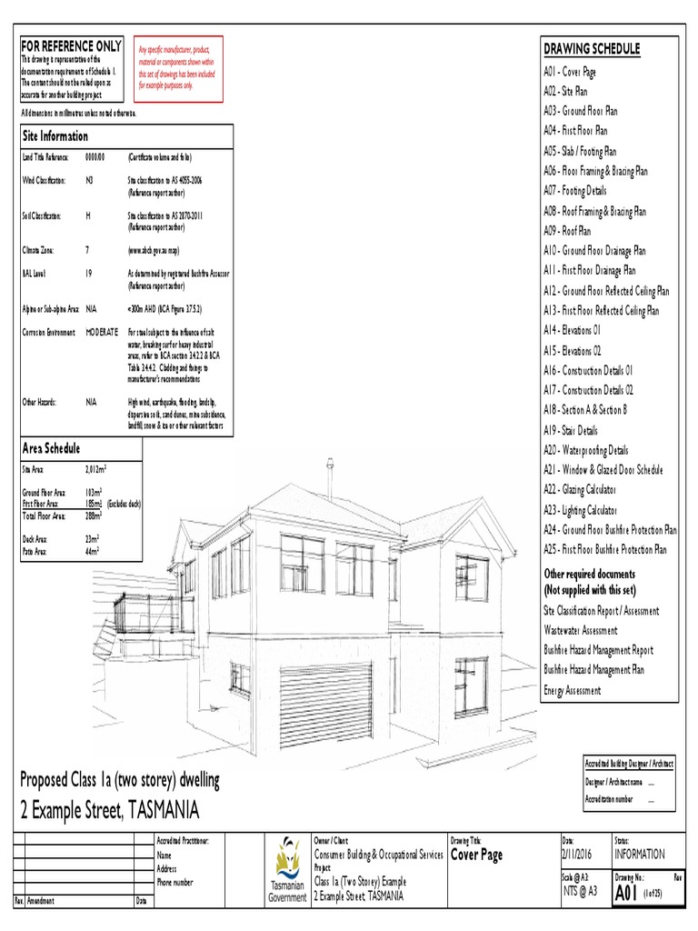 2 Example Street, TASMANIA: Proposed Class 1a (Two Storey) Dwelling ...