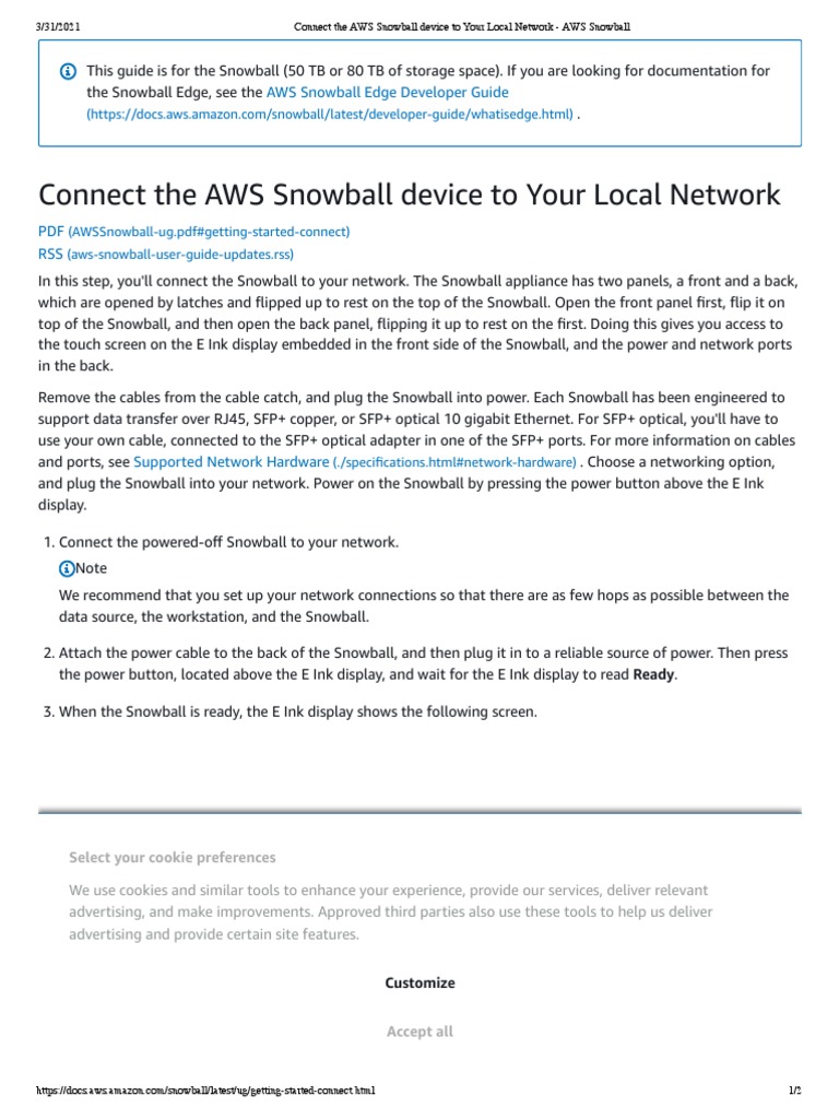 Connect The AWS Snowball Device To Your Local Network - AWS Snowball | PDF | Http Cookie ...