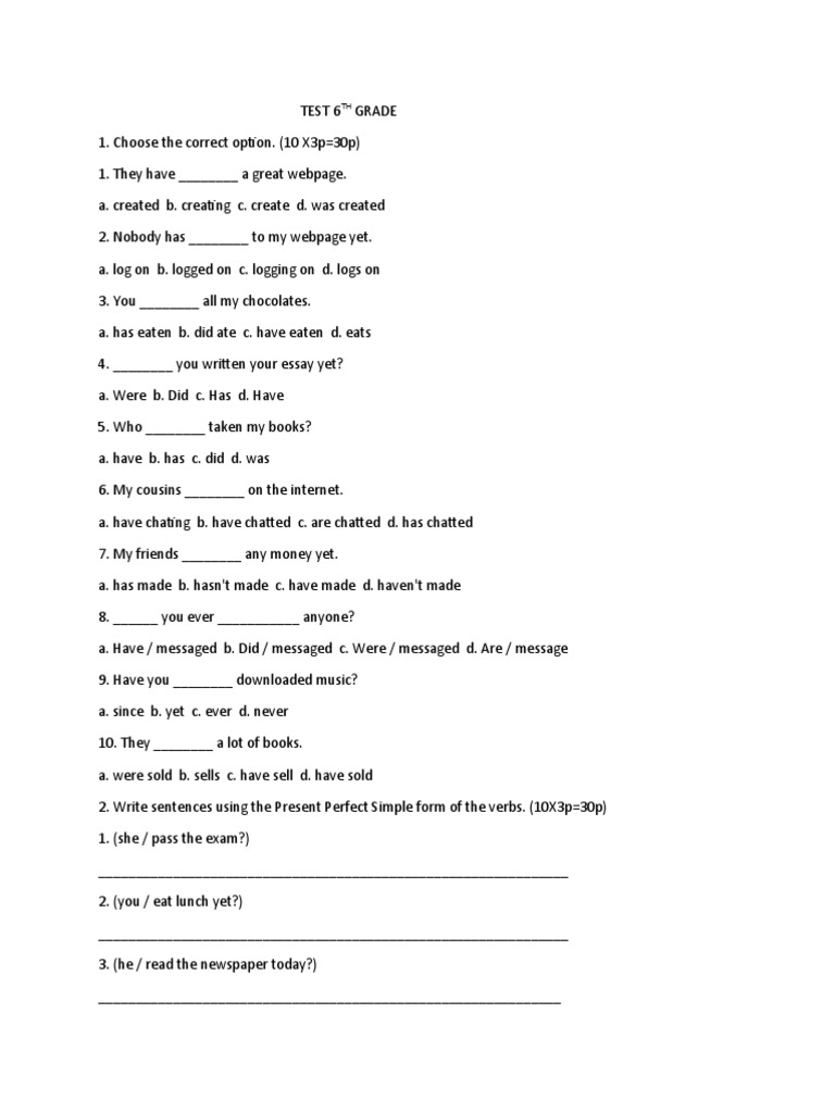6th Grade Verb Tenses Test | PDF | Morphology | Linguistic Morphology
