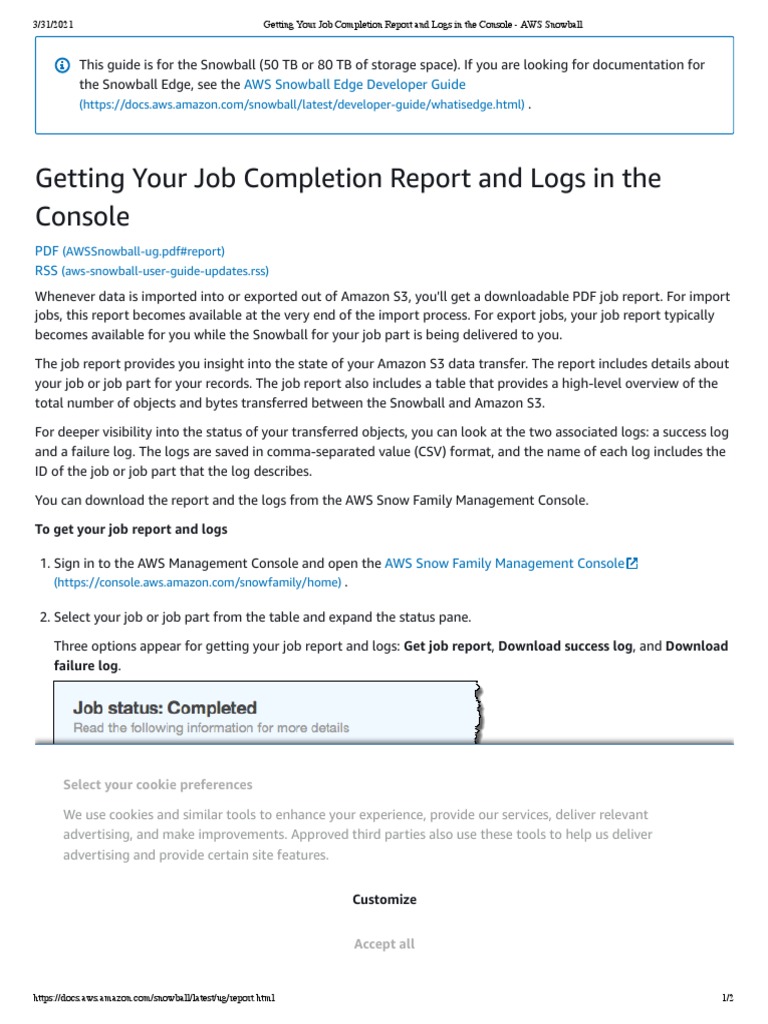 Getting Your Job Completion Report and Logs in The Console - AWS ...