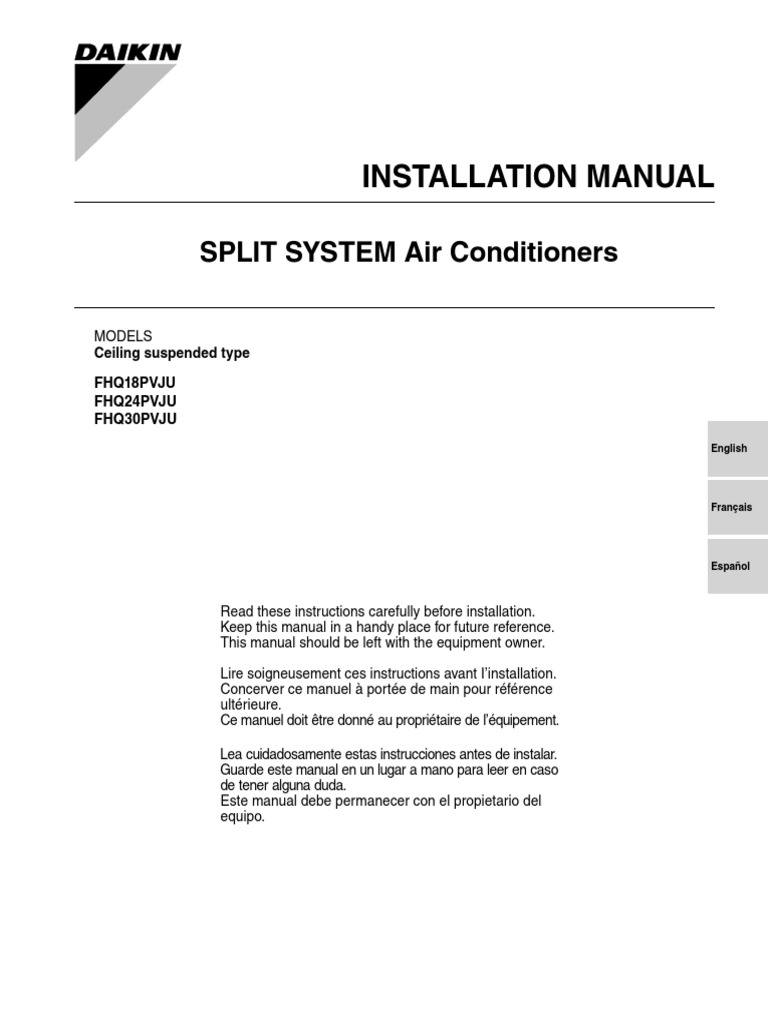 Installation Guide RZQ RZR FHQ | PDF | Leak | Screw