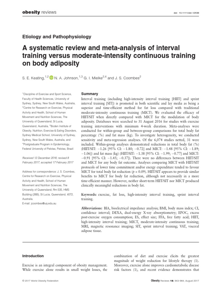Keating Et Al. - 2017 - A Systematic Review and Meta-Analysis of Interval Training Versus ...
