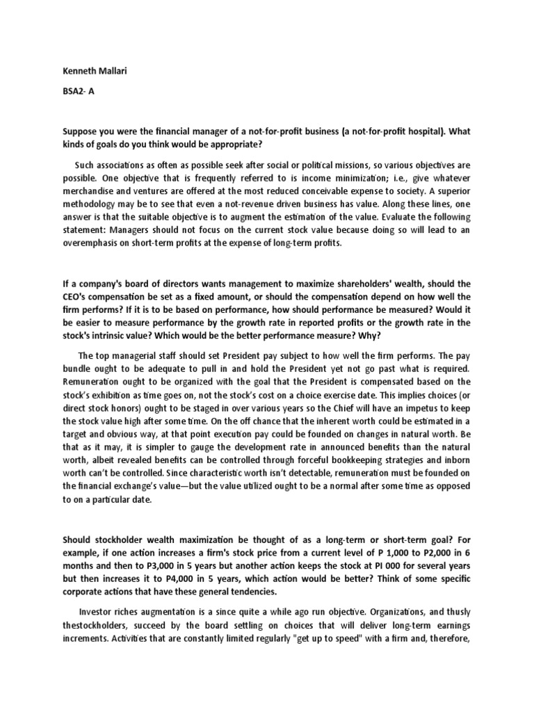Financial Management Assignment 2 | PDF | Speculation | Investing