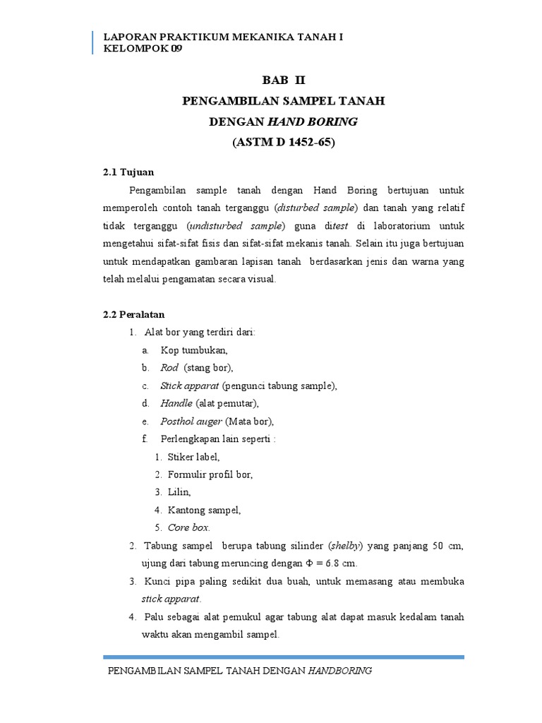 Sampling Soil Using Hand Boring | PDF