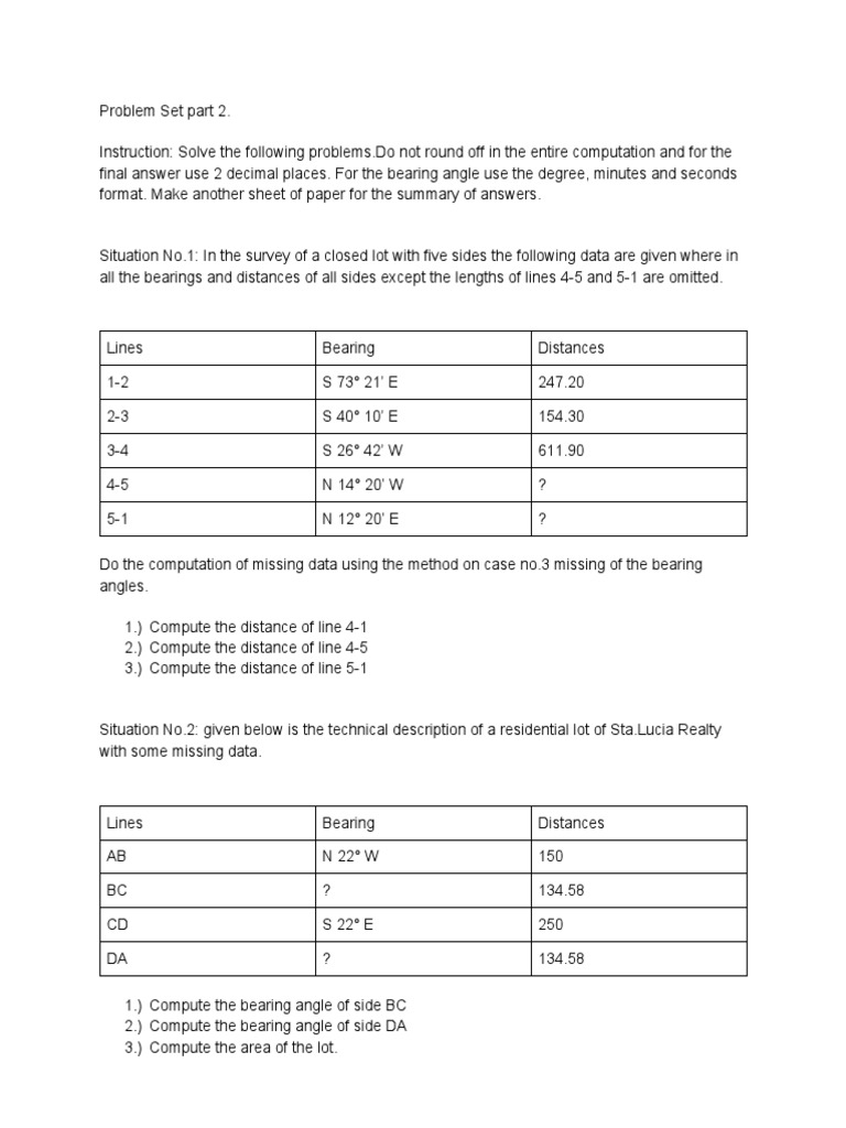 Solving Surveying Problems And Computing Missing Data Pdf